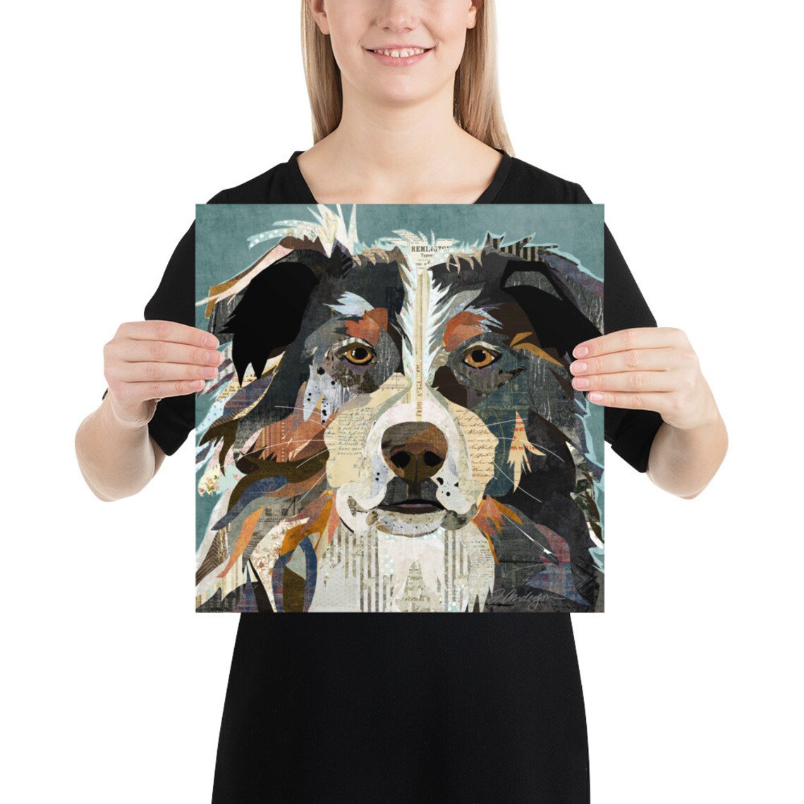 Australian Shepherd / Aussie Collage Art Vintage and Rustic - Etsy