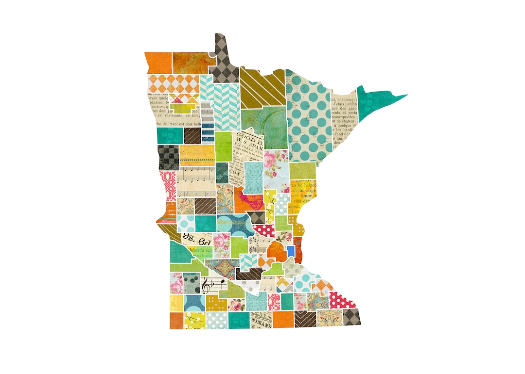 Minnesota Map Art Print – Modern Collage State Decor - Etsy