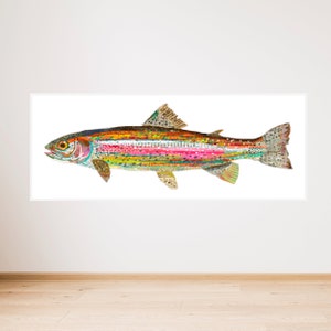 Yellowstone River Rainbow Trout Collage Art - Contemporary Fish Artwork ...