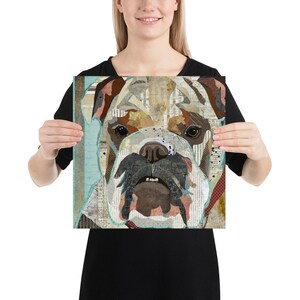 English Bulldog / Bully Collage Art - Vintage and Rustic Style Dog ...
