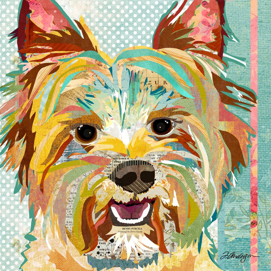 Yorkshire Terrier Collage Art Print – Vintage Rustic Yorkie Dog Decor ...