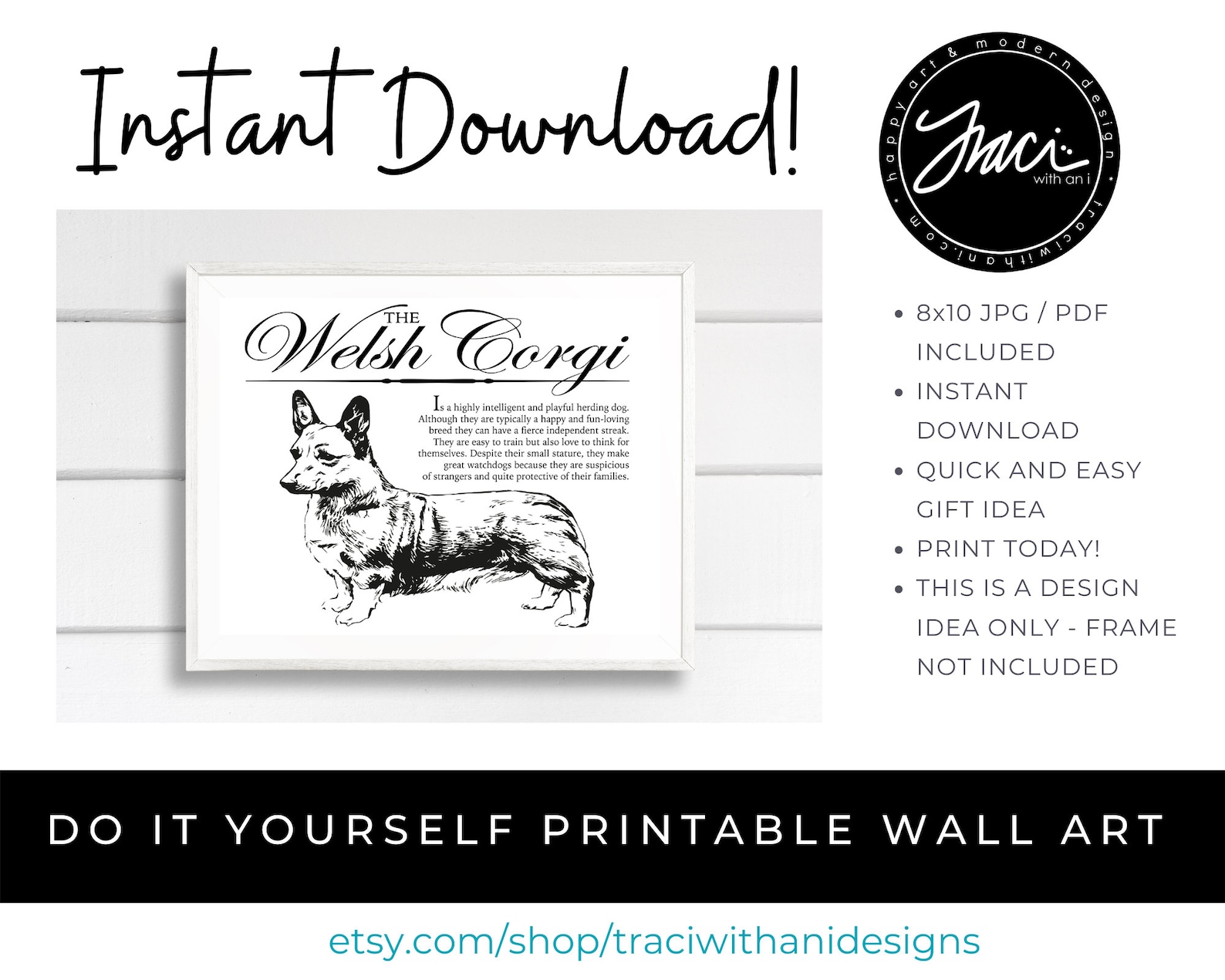 Welsh Corgi Vintage Inspired Wall Art Home Decor Print With | Etsy