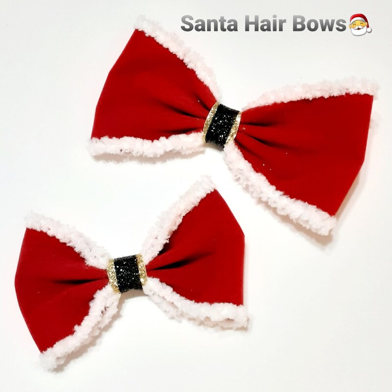 Santa Hair Bow - Etsy