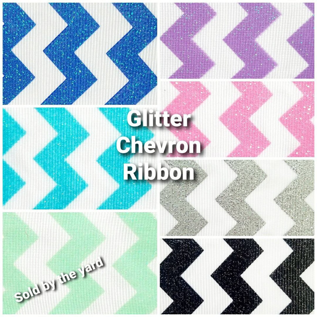 Glitter Chevron Grosgrain Ribbon - 1 1/2" Ribbon by the Yard - Etsy