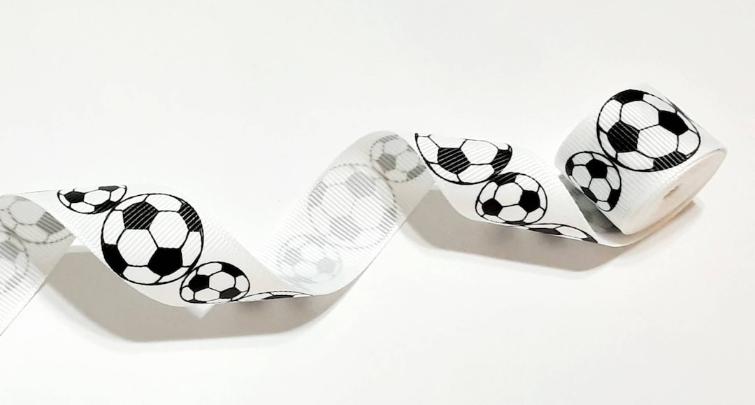 7/8" Soccer Ribbon - Soccerball Print Ribbon - Ribbon by the Yard ...