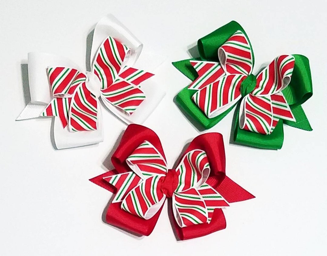 Christmas Hair Bow Holiday hairbow Candy Cane Stripe Bow Christmas Baby ...