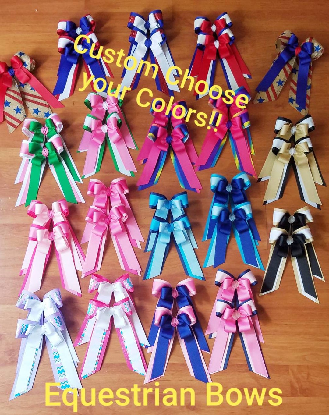 Handmade Equestrian Hair Bows – Custom Colors, Horse Show Ribbons - Etsy