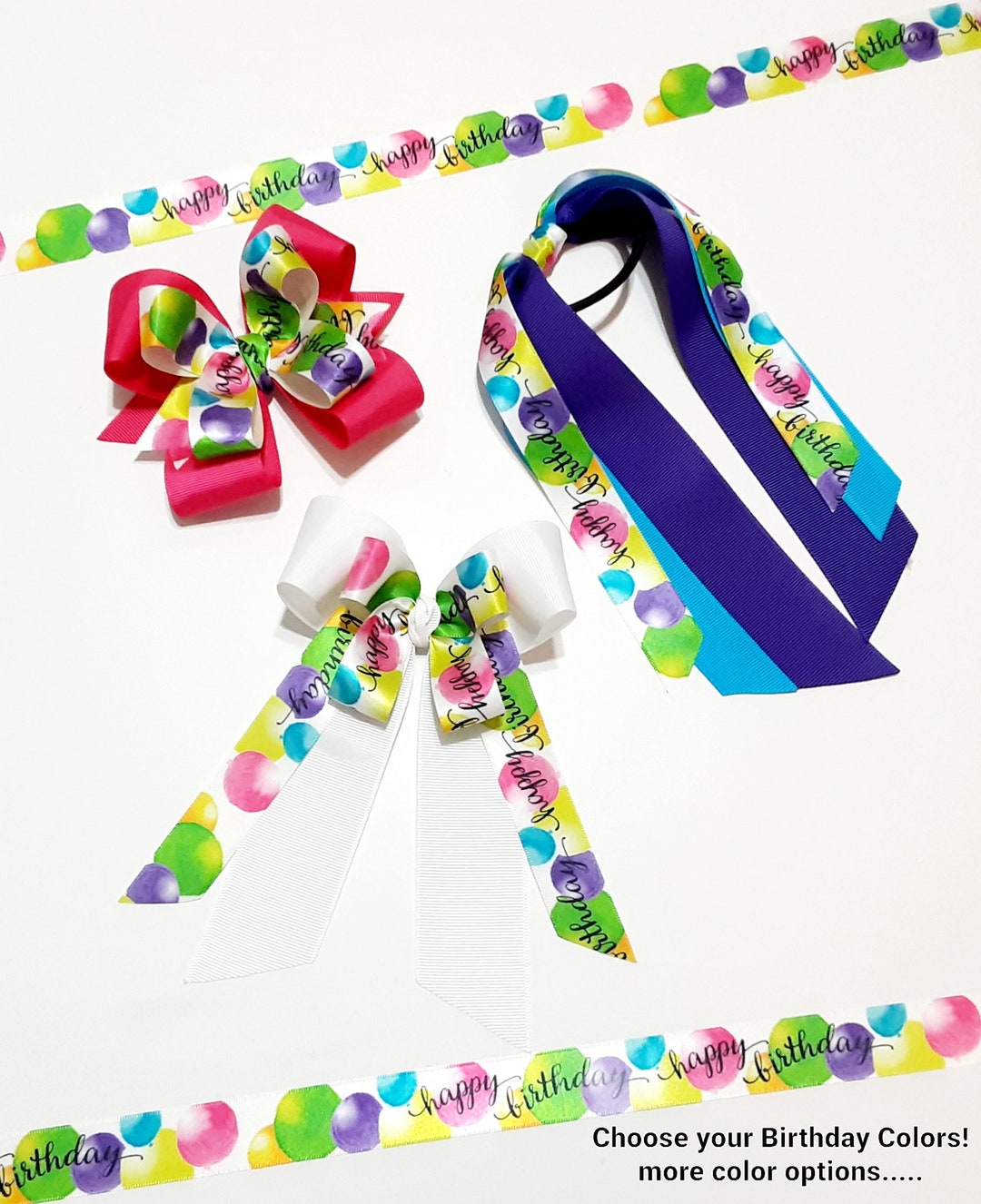 Happy Birthday Hair Bows - Birthday Bows - Happy Birthday Bow - Happy ...