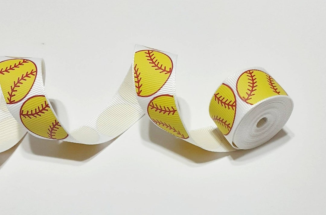 7/8" Softball Ribbon - Softball Print Ribbon - Ribbon by the Yard ...