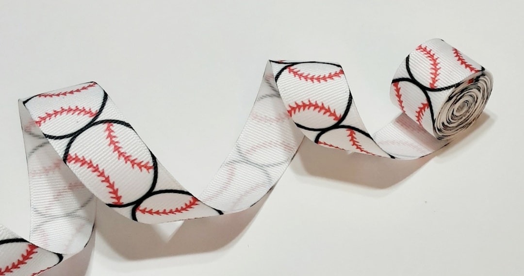 7/8" Baseball Ribbon - Baseball Print Ribbon - Ribbon by the Yard ...
