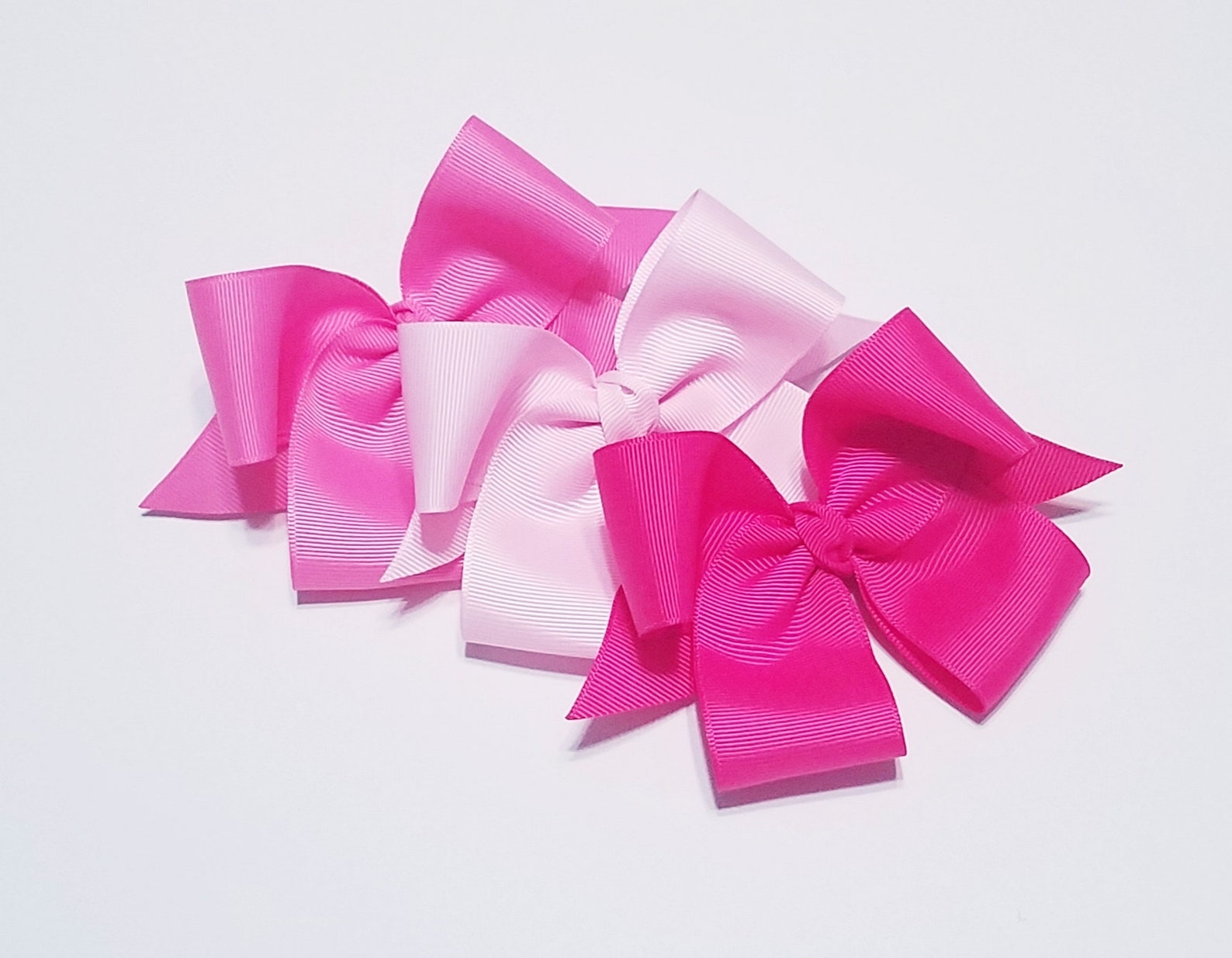 Set of 3 Pink Hair Bows Girl Bow Set Solid Hair Bows Mix & | Etsy