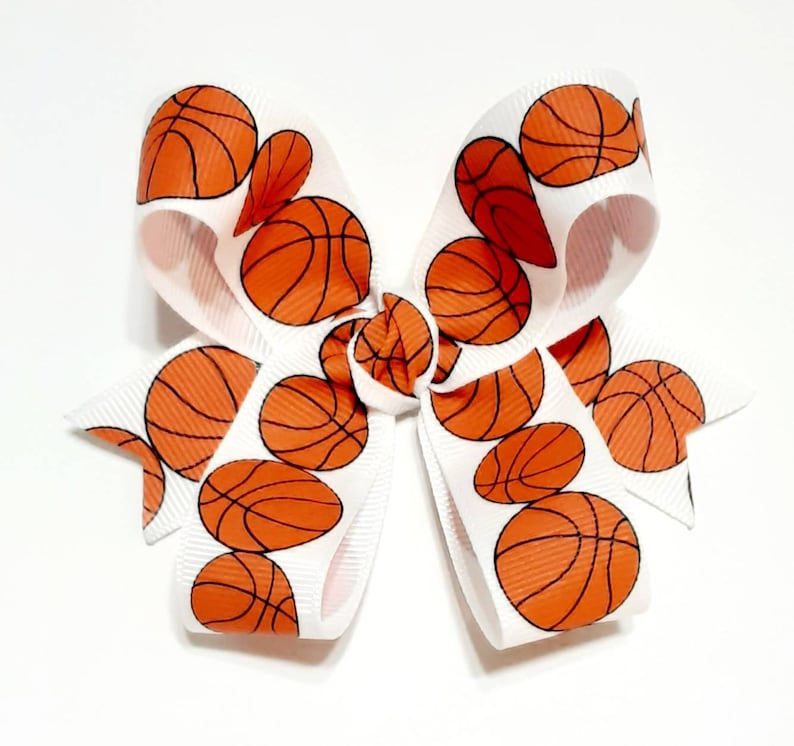 Basketball Hair Bow – Grosgrain Ribbon 4" Sports Bow - Etsy