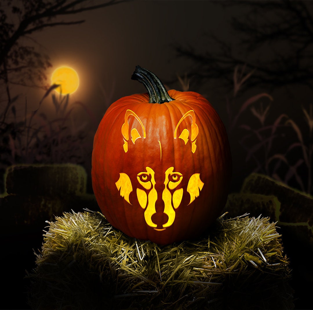 Wolf-pumpkin Carving Pattern/stencil Instant Digital Download - Etsy