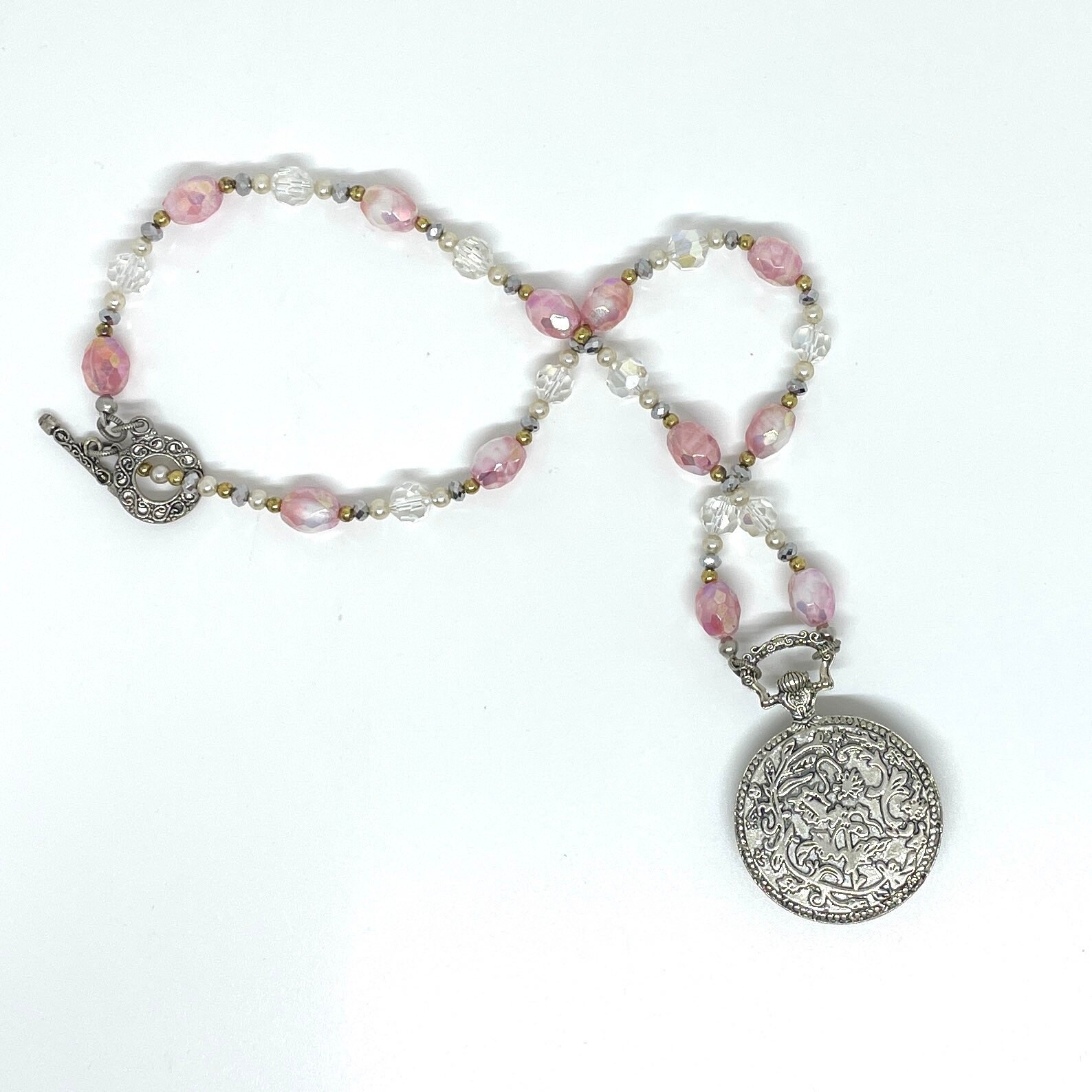 Faux Pocket Watch Vintage Repurposed Jewelry Assemblage Necklace - Etsy