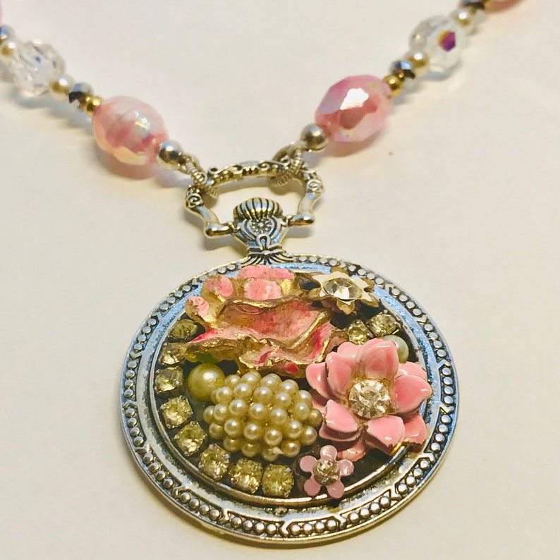 Faux Pocket Watch Vintage Repurposed Jewelry Assemblage - Etsy