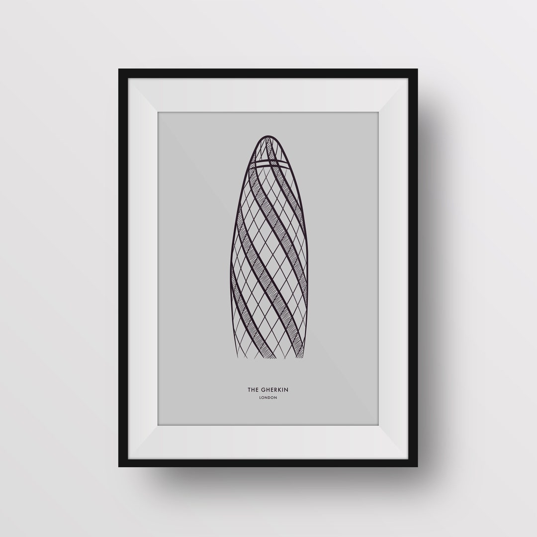 The Gherkin London Digital Art Illustration Poster Print - Etsy
