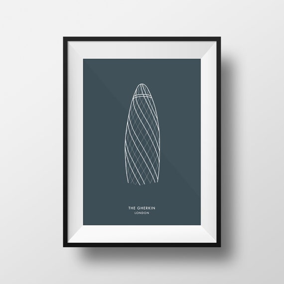 The Gherkin London Digital Art Illustration Poster Print | Etsy