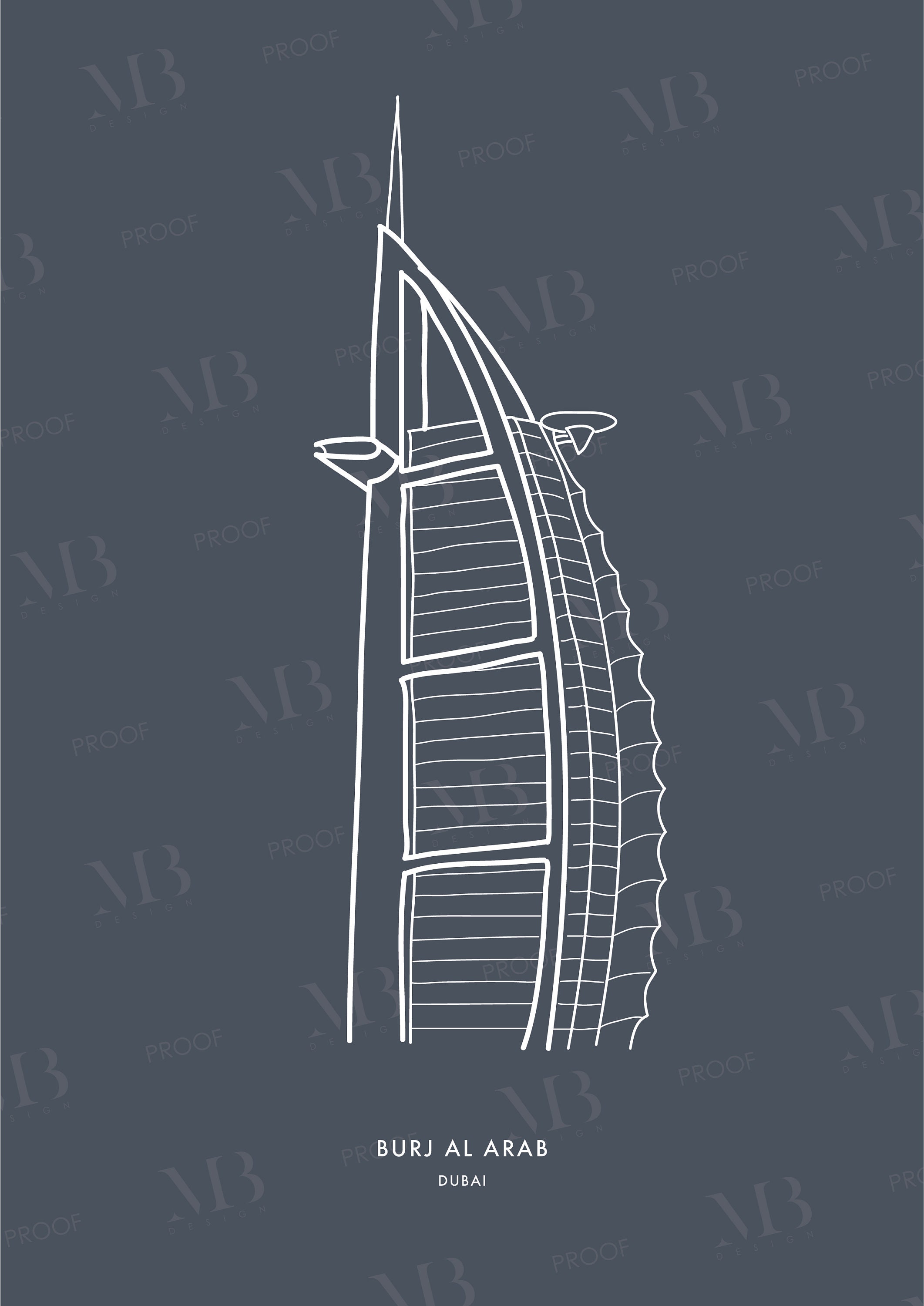 Burj Al Arab Dubai digital Art Illustration Poster Print | Etsy