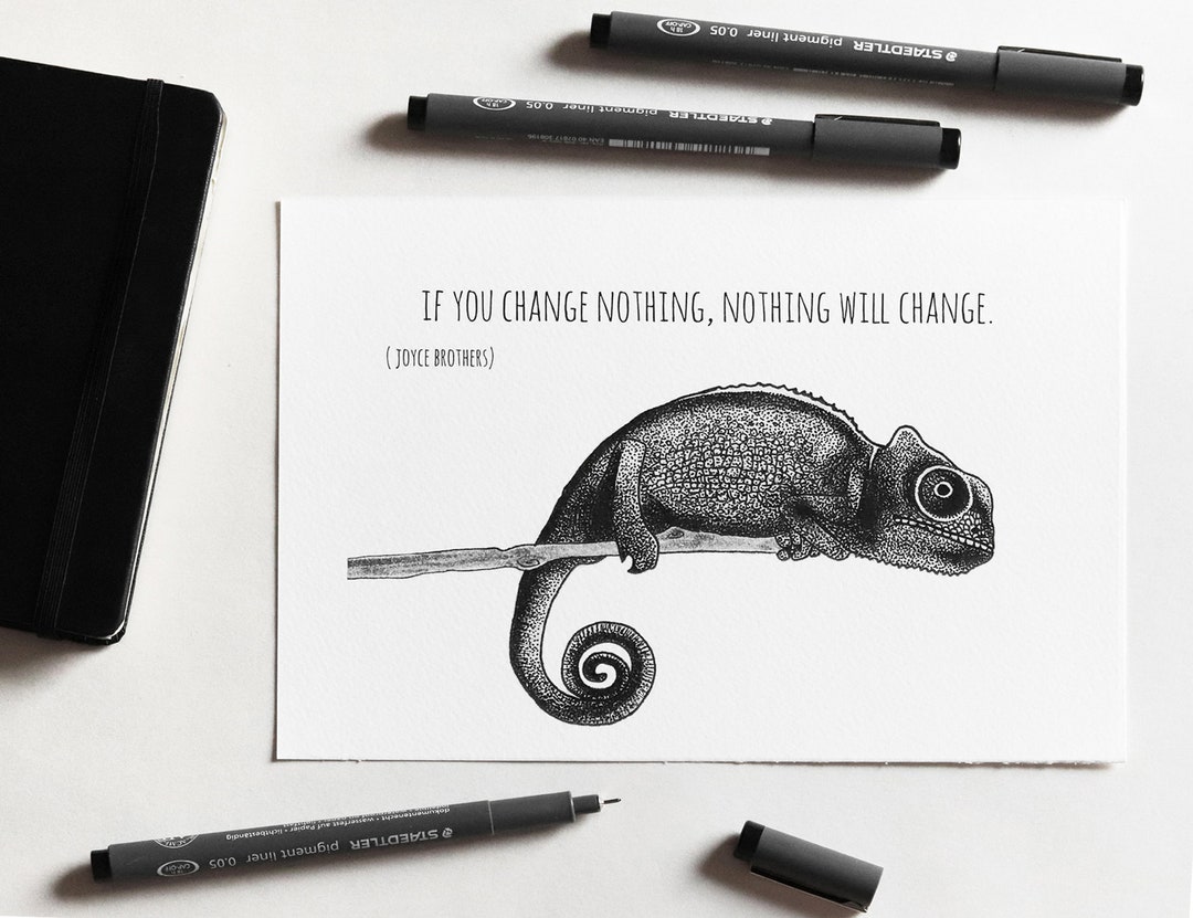 Chameleon Changing Color With Quote About Changes - Illustration Print ...