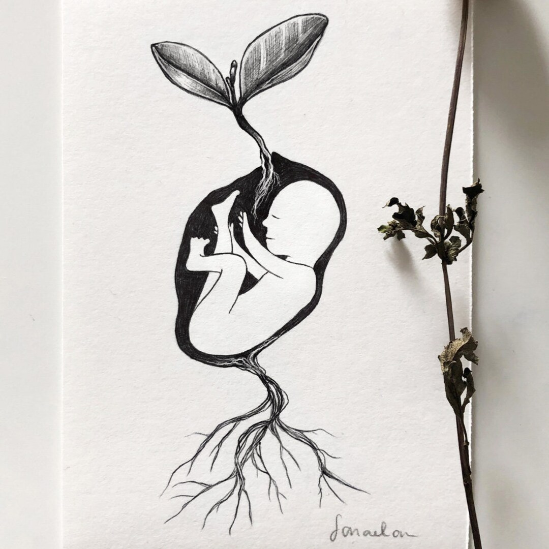 Baby Sprout Original Handmade INKTOBER Drawing Hand Drawn - Etsy
