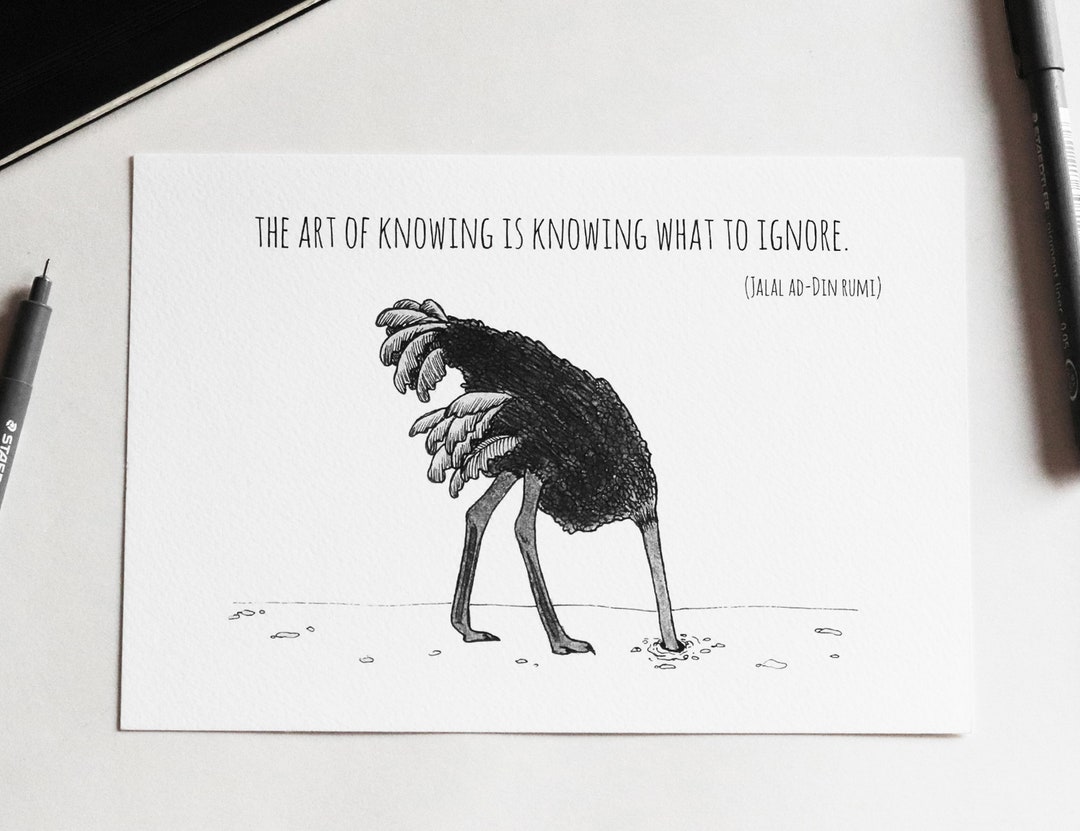 Ostrich With Head in Sand With Quote About Know and Ignore ...
