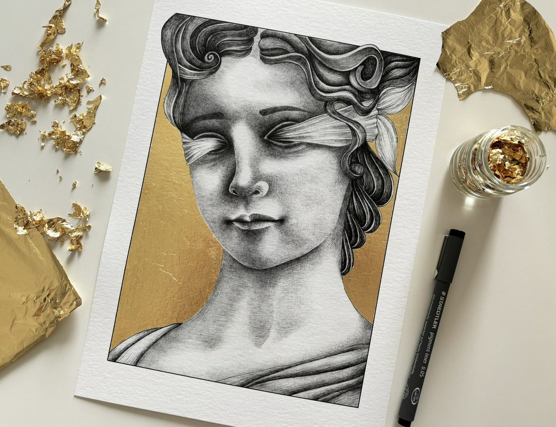 Fortuna Art Print - Hand Finished With Gold Leaf - Illustration of ...