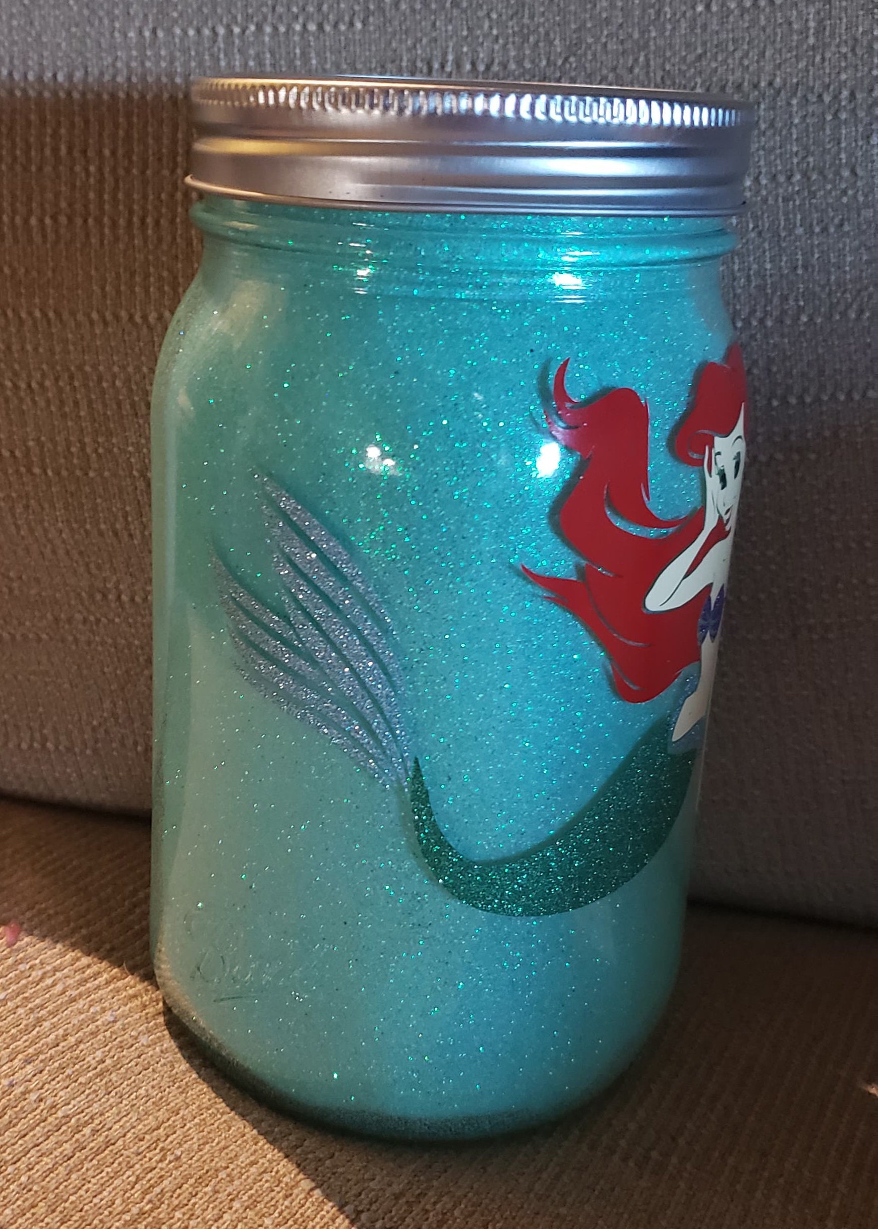 Ariel Mason Jar Night Light ~ Little Mermaid Christmas Fairy Lights ...