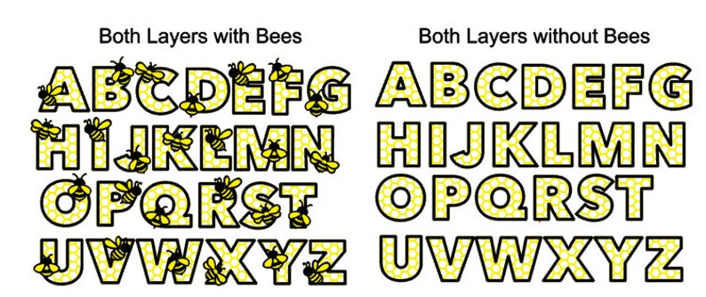 Digital BEE Alphabet Set 26 Letters / SVG Jpg Pdf Png - Etsy