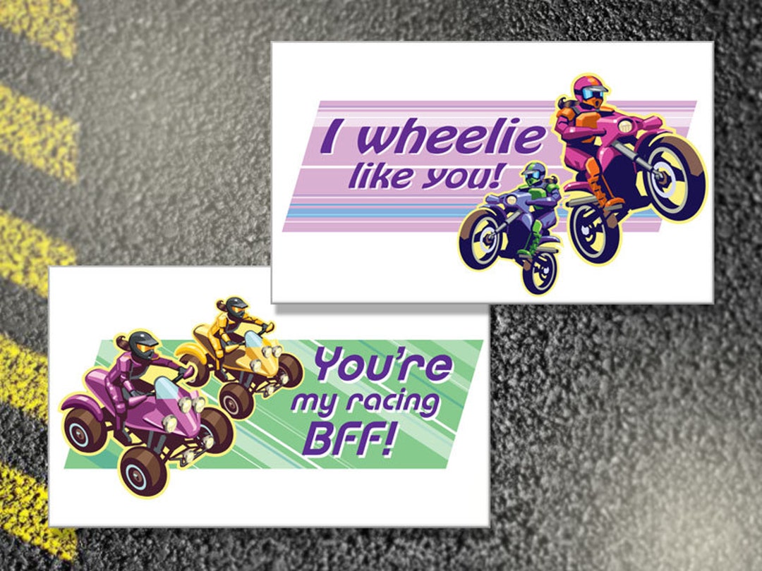 Printable GIRL'S RACING BUDDIES Kid's Valentine's Day Card Childen's ...