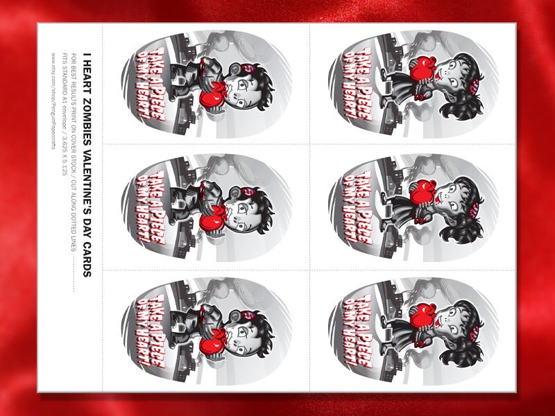 I Heart ZOMBIE VALENTINE'S DAY Cards, Printable Valentine's, Kids ...