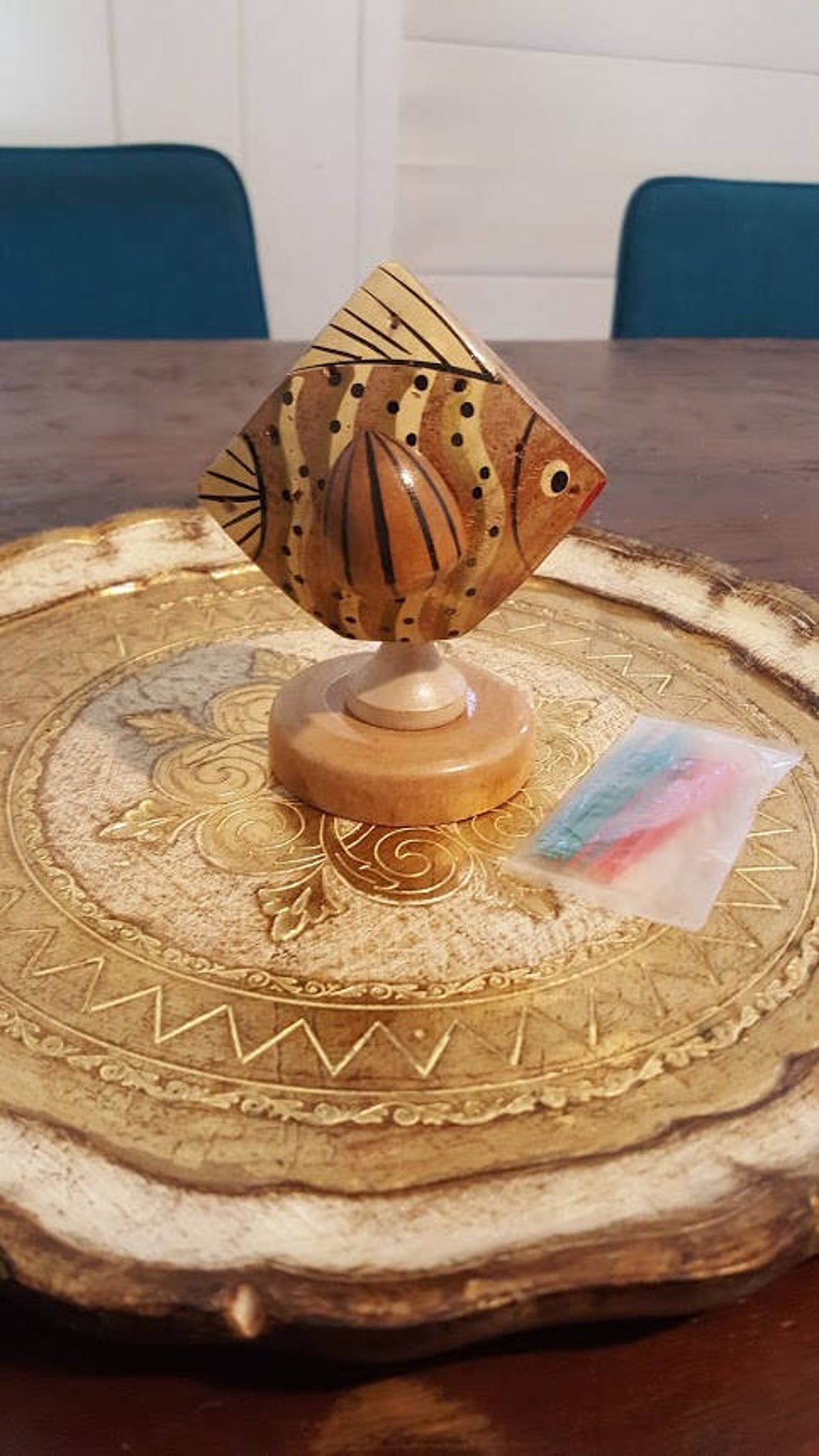 Vintage Japanese Woodpecker Woodware Angel Fish Hors Doeurvres Server ...