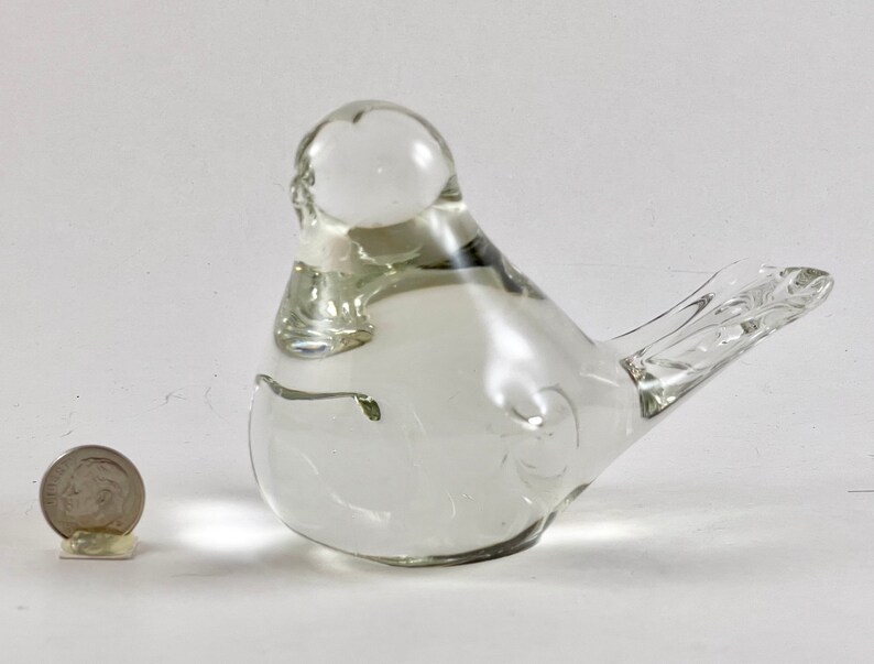 Vintage 1980s Solid Glass Bird W/yellow Tint Paperweight - Etsy