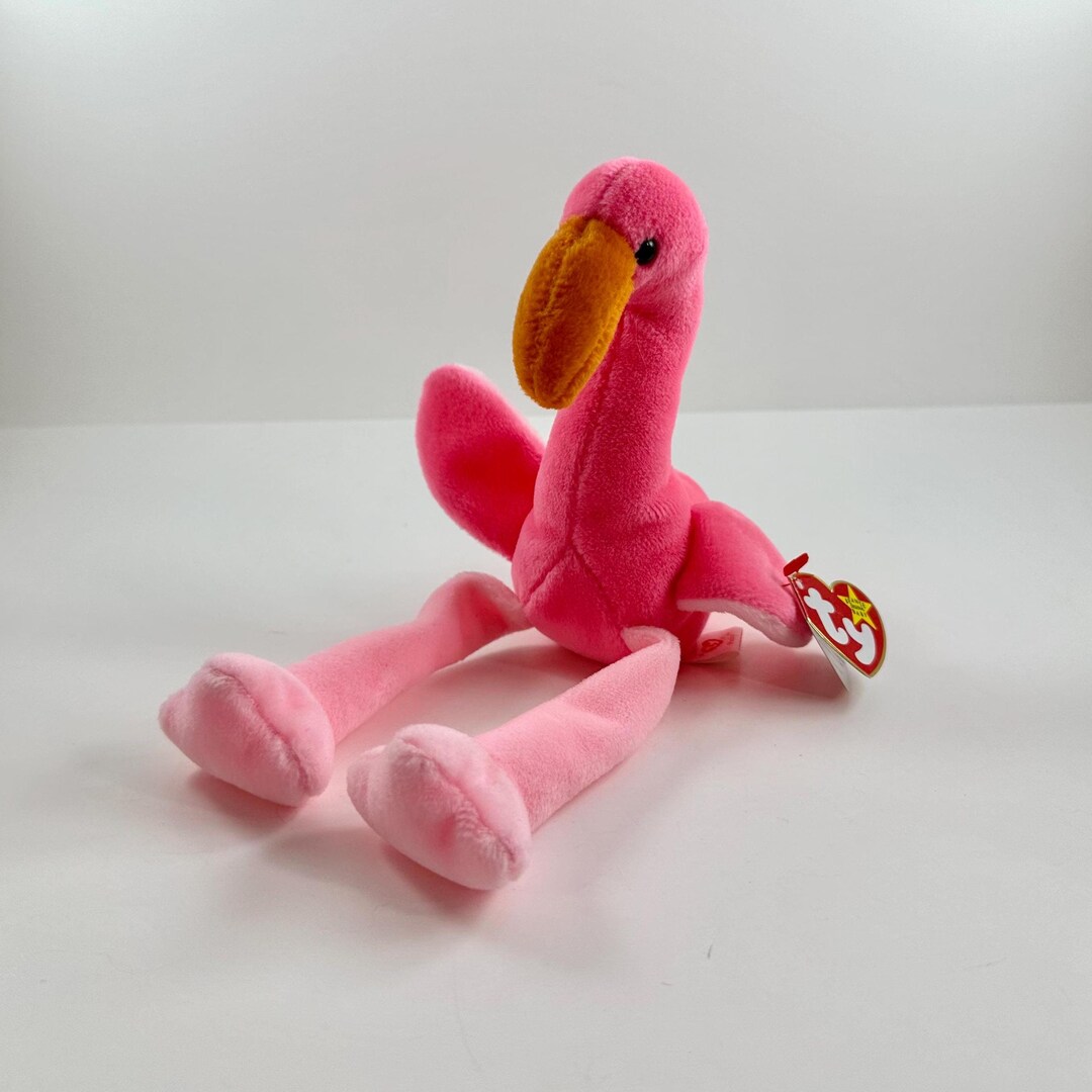 Vintage 1995 TY Beanie Babies Collection - Pinky the Flamingo Style 4072 - 6th Generation Tush ...