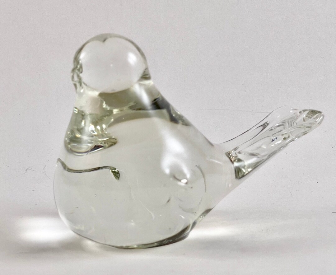 Vintage 1980s Solid Glass Bird W/yellow Tint Paperweight - Etsy