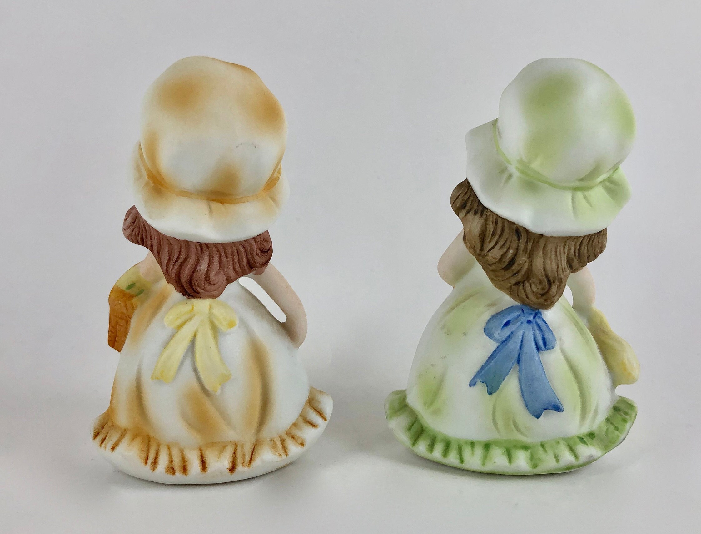 Vintage 1980s Two Girls in Springtime Bonnets Porcelain - Etsy