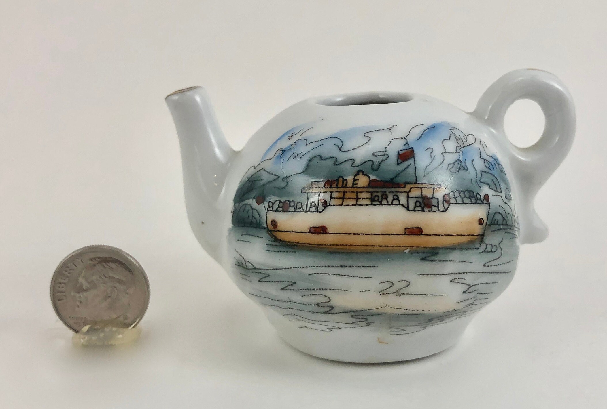 Vintage 1940s Miniature Teapot W/colorful Hand Painted Line Artwork - Etsy