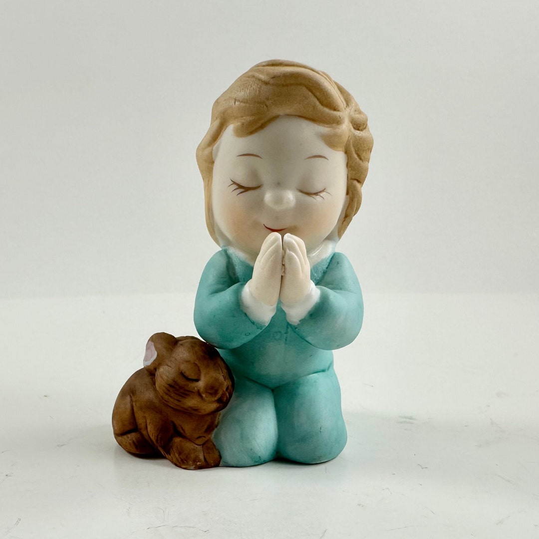 Vintage 1980s Hand Painted Bisque Praying Child Figurine - Free ...