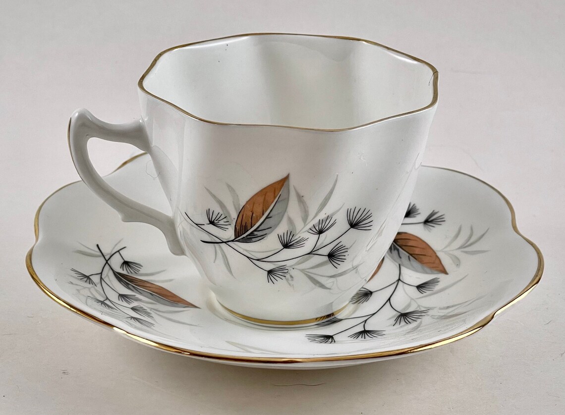 Vintage 1950s English Castle Bone China Brown/gray Leaves - Etsy