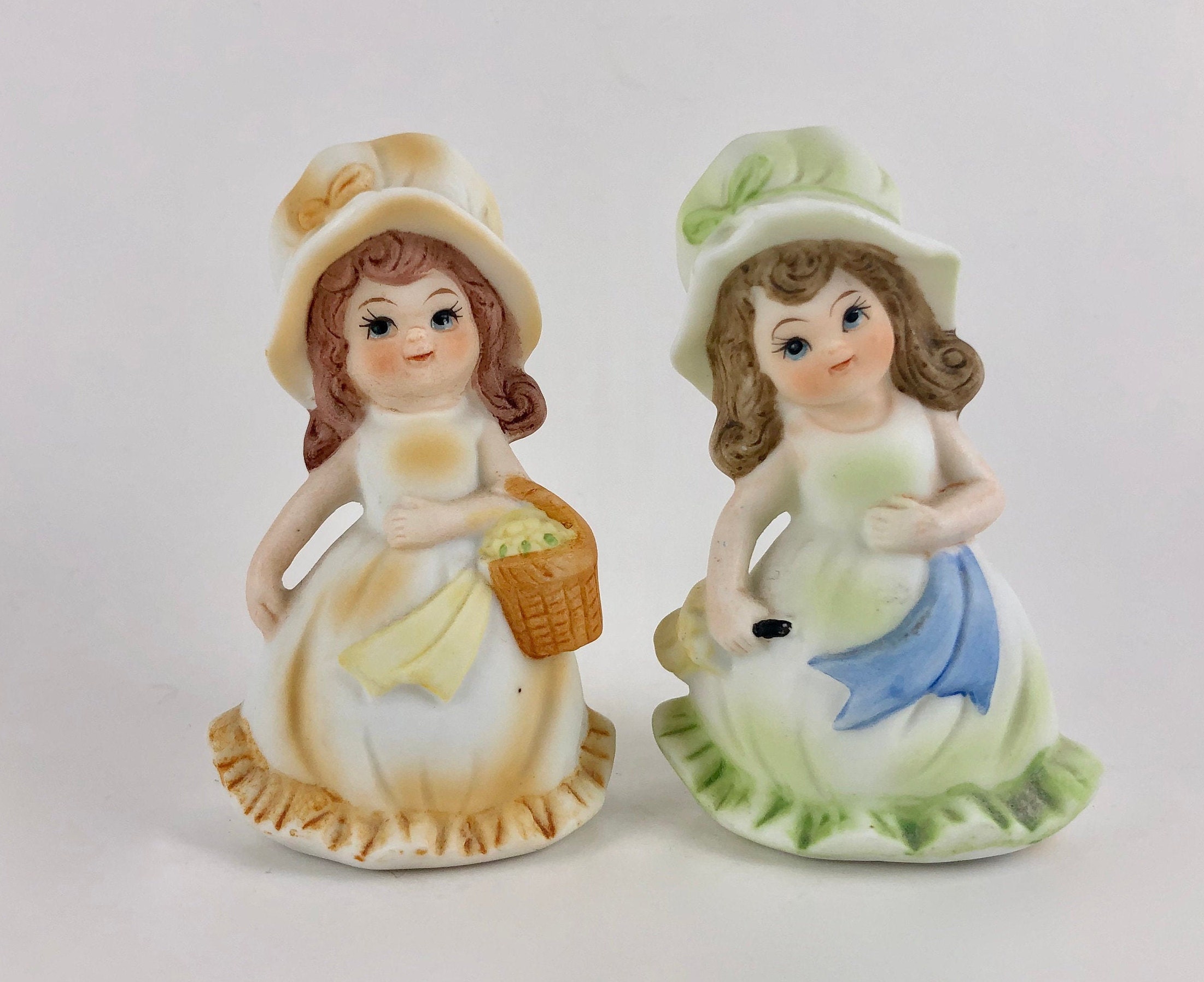 Vintage 1980s Two Girls in Springtime Bonnets Porcelain Figurines - Etsy