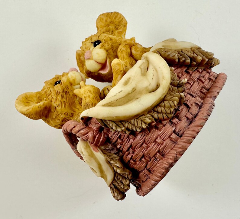 Vintage 1990s Hand Painted Mice Sitting in A Pink Heart Shaped - Etsy