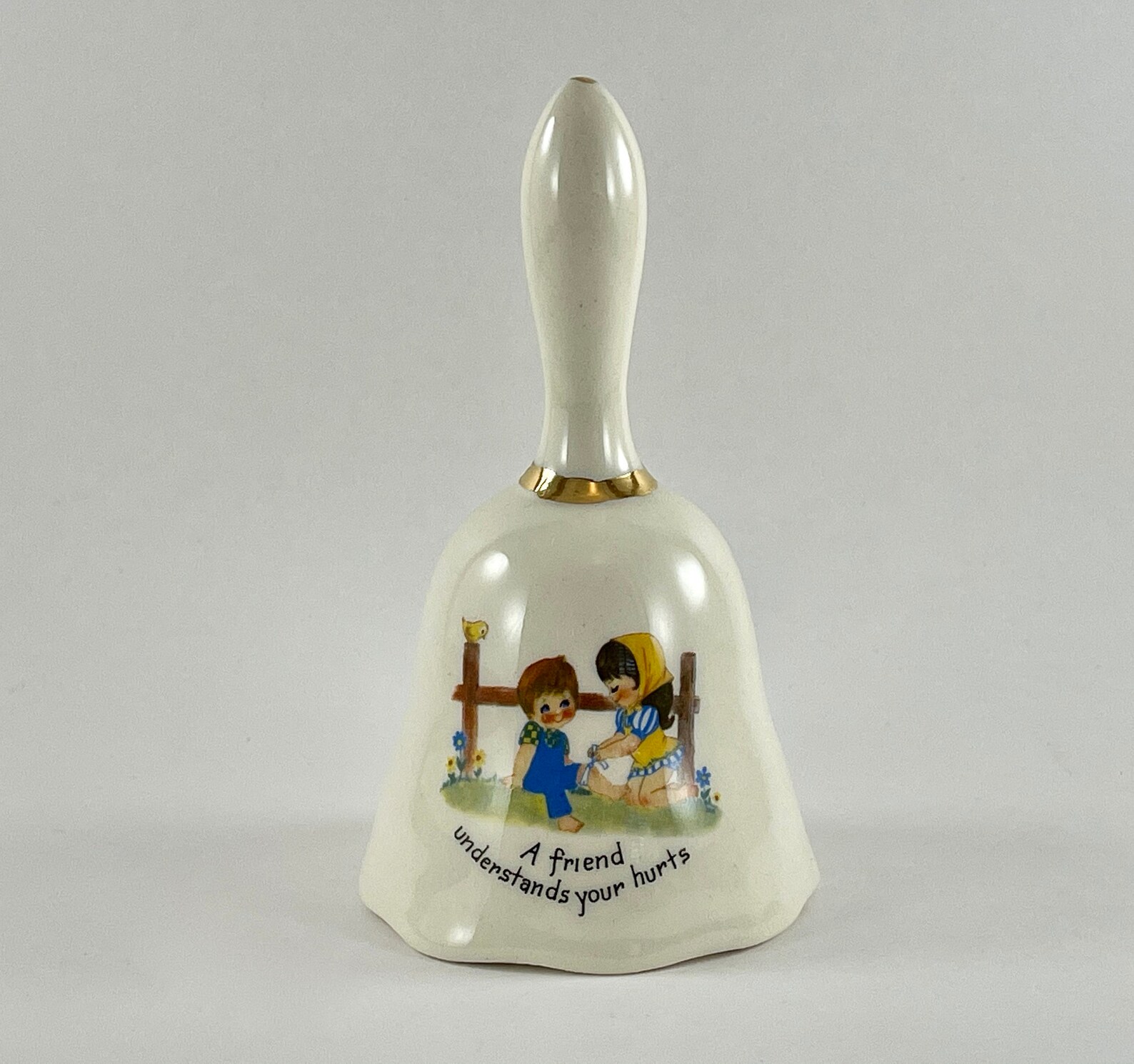 Vintage 1980s Hand Held Ceramic Bell With Gold Gild - "a Friend ...