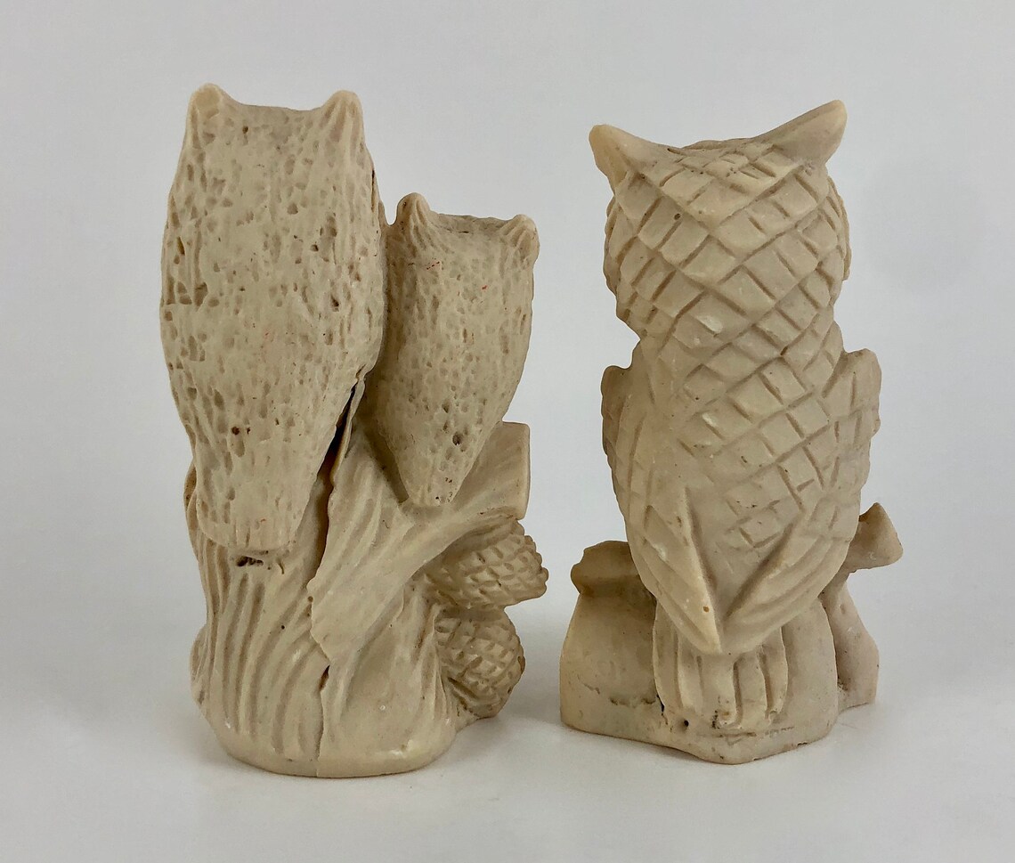Vintage 1970s Miniature Resin Owl Figurines Free Shipping - Etsy