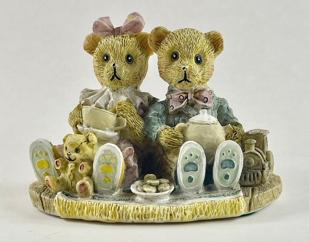 Vintage 1990s Resin Hand Painted Bears Tea Party Figurine - Etsy