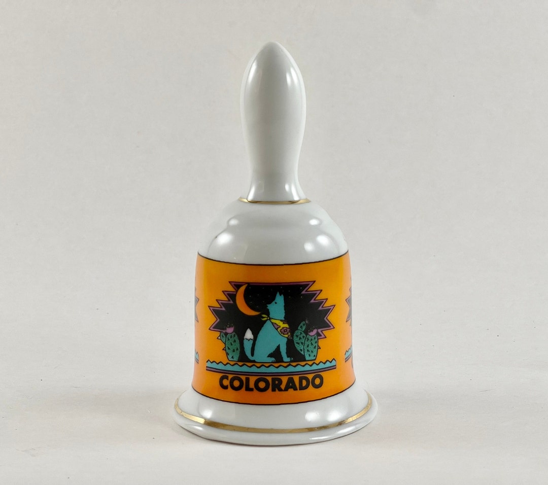 Vintage Hand Held "colorado" Souvenir Porcelain Bell - Free Shipping - Etsy