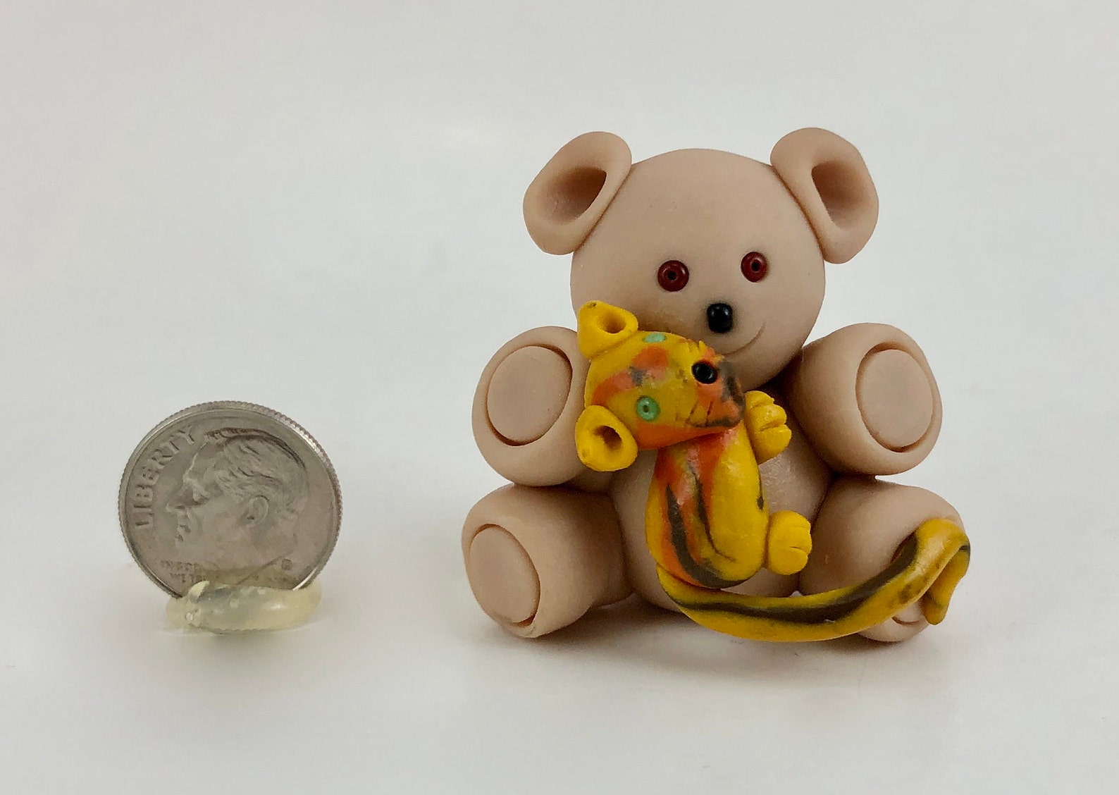 Vintage 1981 Polymer Clay Miniature Bear and Mouse Figurine - Etsy