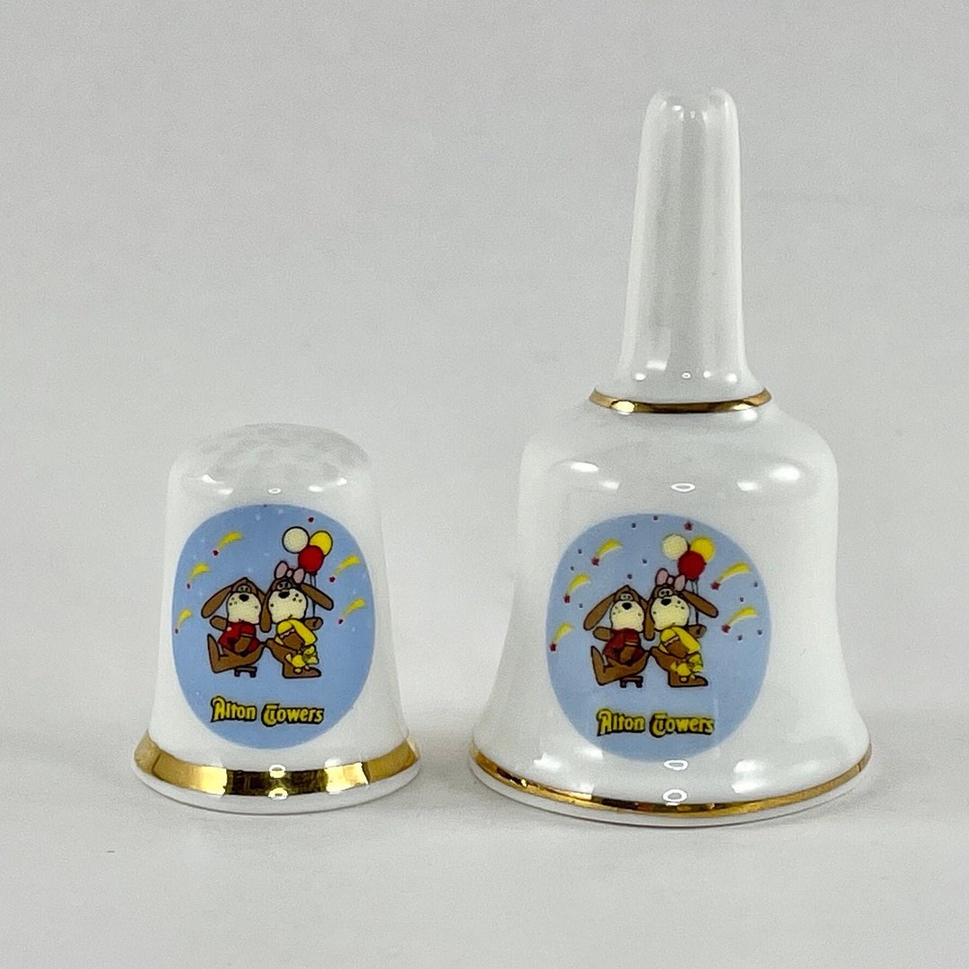 Vintage 1980s Alton Towers Collectible Souvenir Thimble & Bell ...