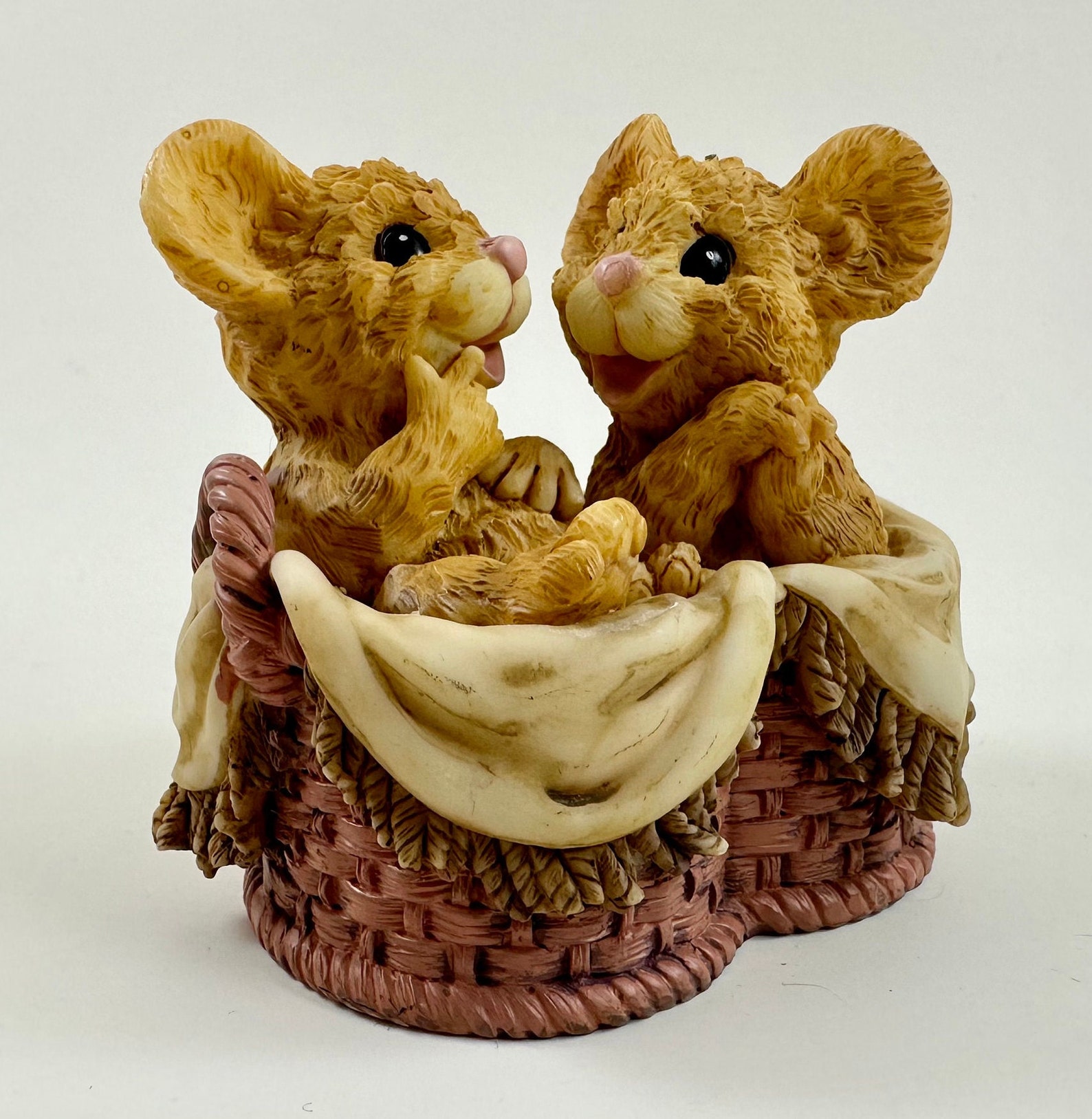 Vintage 1990s Hand Painted Mice Sitting in A Pink Heart Shaped - Etsy