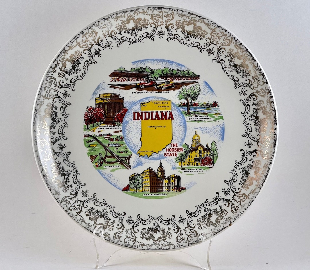 Vintage 1960s Indiana the Hoosier State Round Souvenir Collectible ...