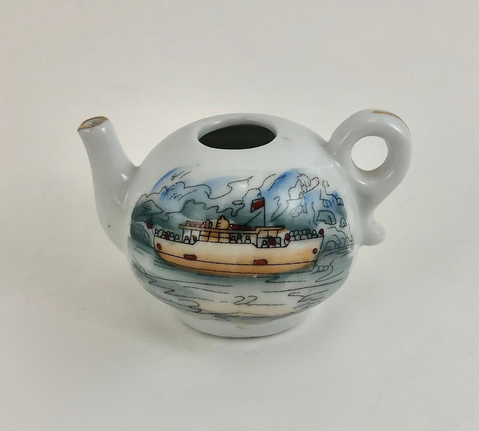 Vintage 1940s Miniature Teapot w/Colorful Hand Painted Line | Etsy