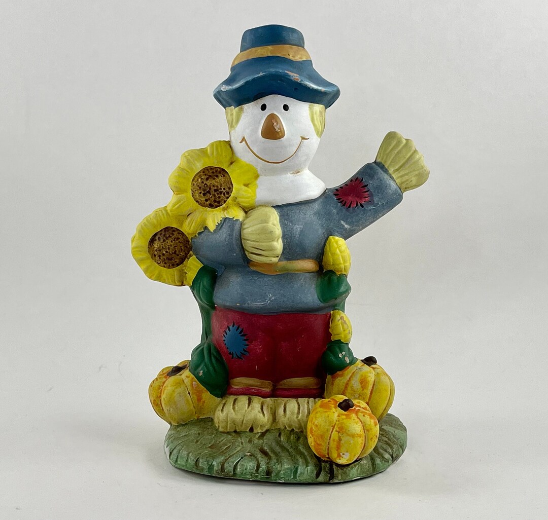 Vintage 1980s Ceramic Friendly Waving Scarecrow Halloween Decoration - Etsy